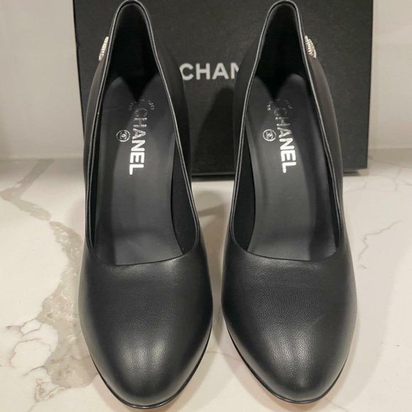 CHANEL | Shoes | Chanel 9c Lambskin Leather Hidden Platform Heels Pumps ...